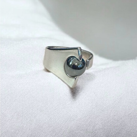 Jewelry | Stunning Estate Sj Modernist Hematite Sterling Silver Ring ...